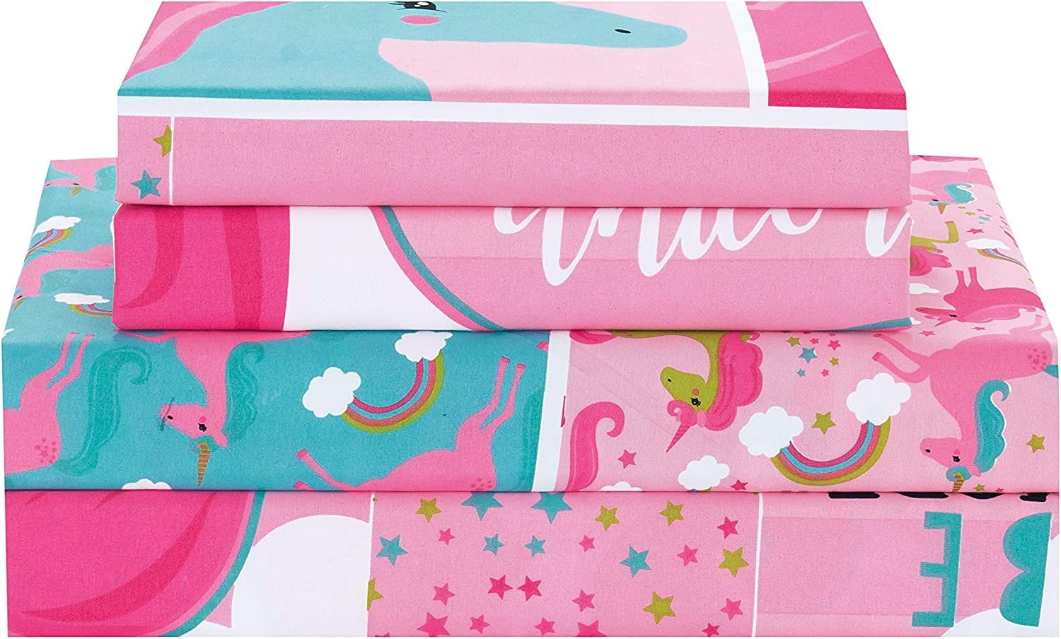 Sapphire Home 4 Piece Full Size Unicorn Rainbows Sheet Set, Fitted ...