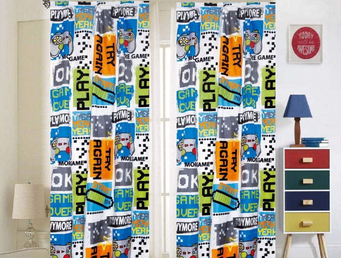 Sapphire Home Kids Boys Window Curtain Panels with tiebacks 4 Piece Set ...