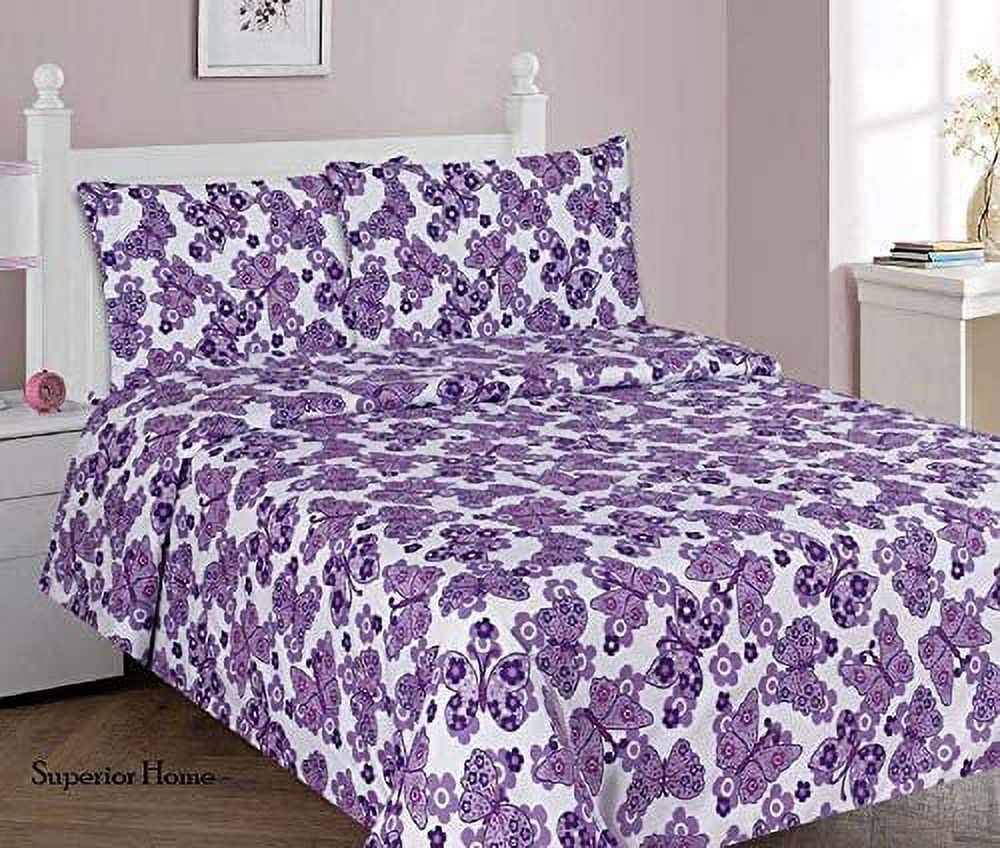 Sapphire Home Three 4 Piece Full Size Print Sheet Set with Fitted, Flat ...