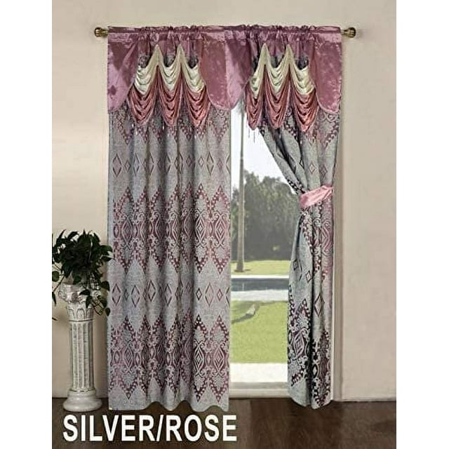 Sapphire Home Window Curtain Panel Set 63 Inch Length W Attached