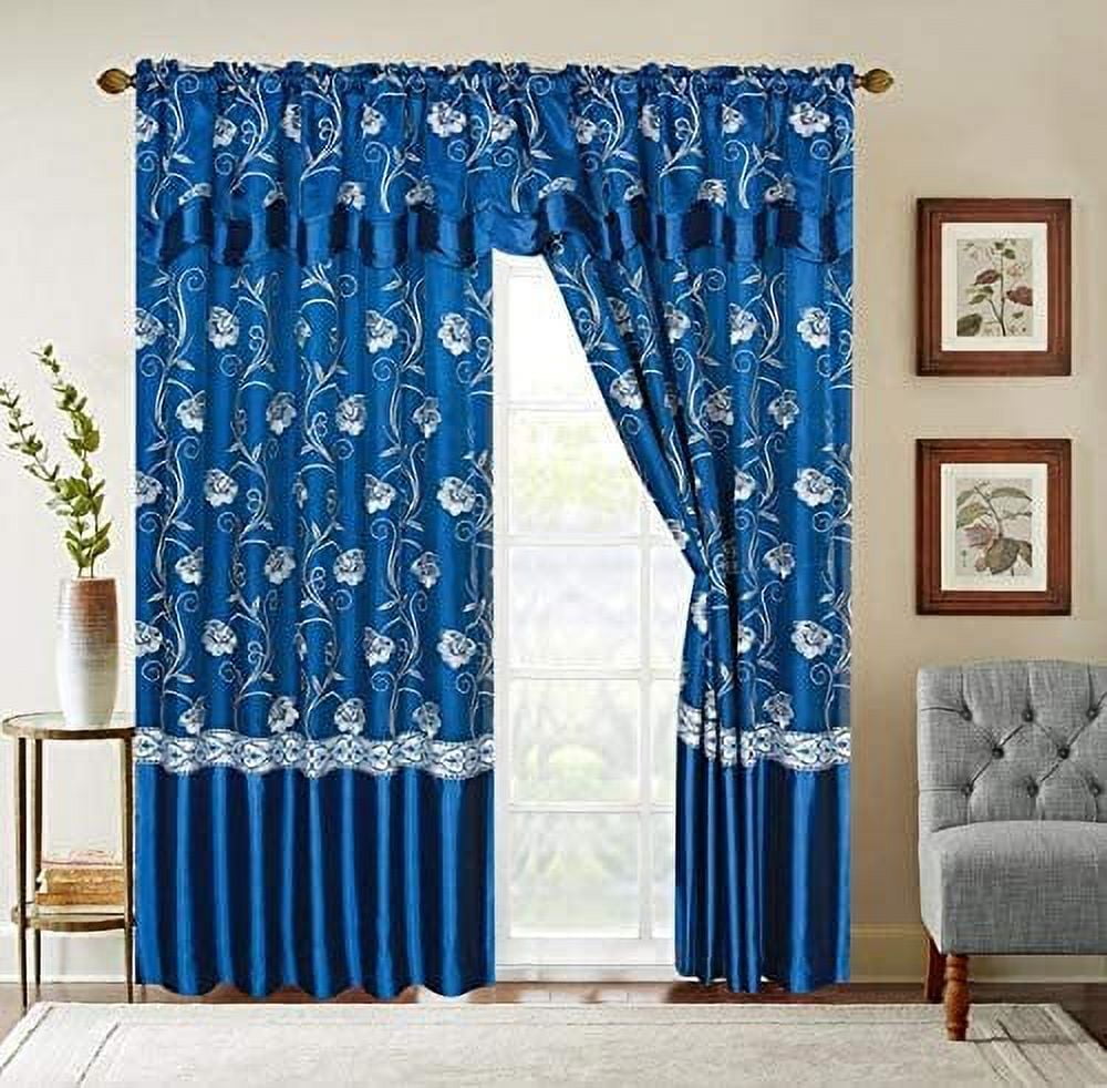 Sapphire Home Window Curtain Panel Set 84 Inch Length W Attached