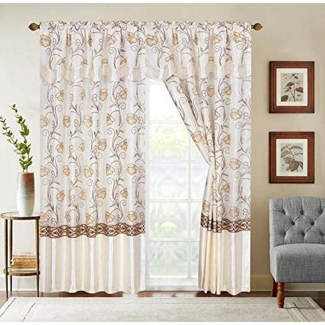 Sapphire Home Window Curtain Panel Set 84 Inch Length W Attached
