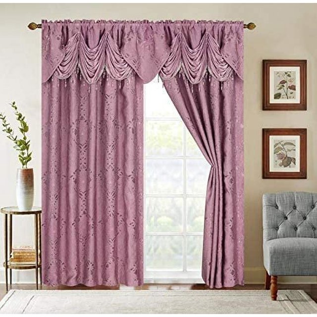 Sapphire Home Window Curtain Panel Set 84 Inch Length W Attached