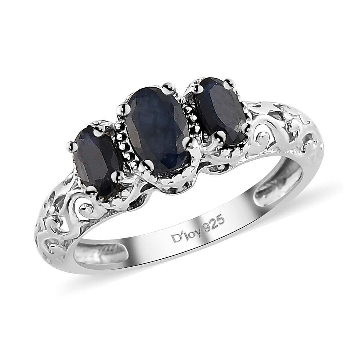 Sapphire Ring in 925 Sterling Silver Platinum Plating - Trendy Promise Birthstone Gemstone ...