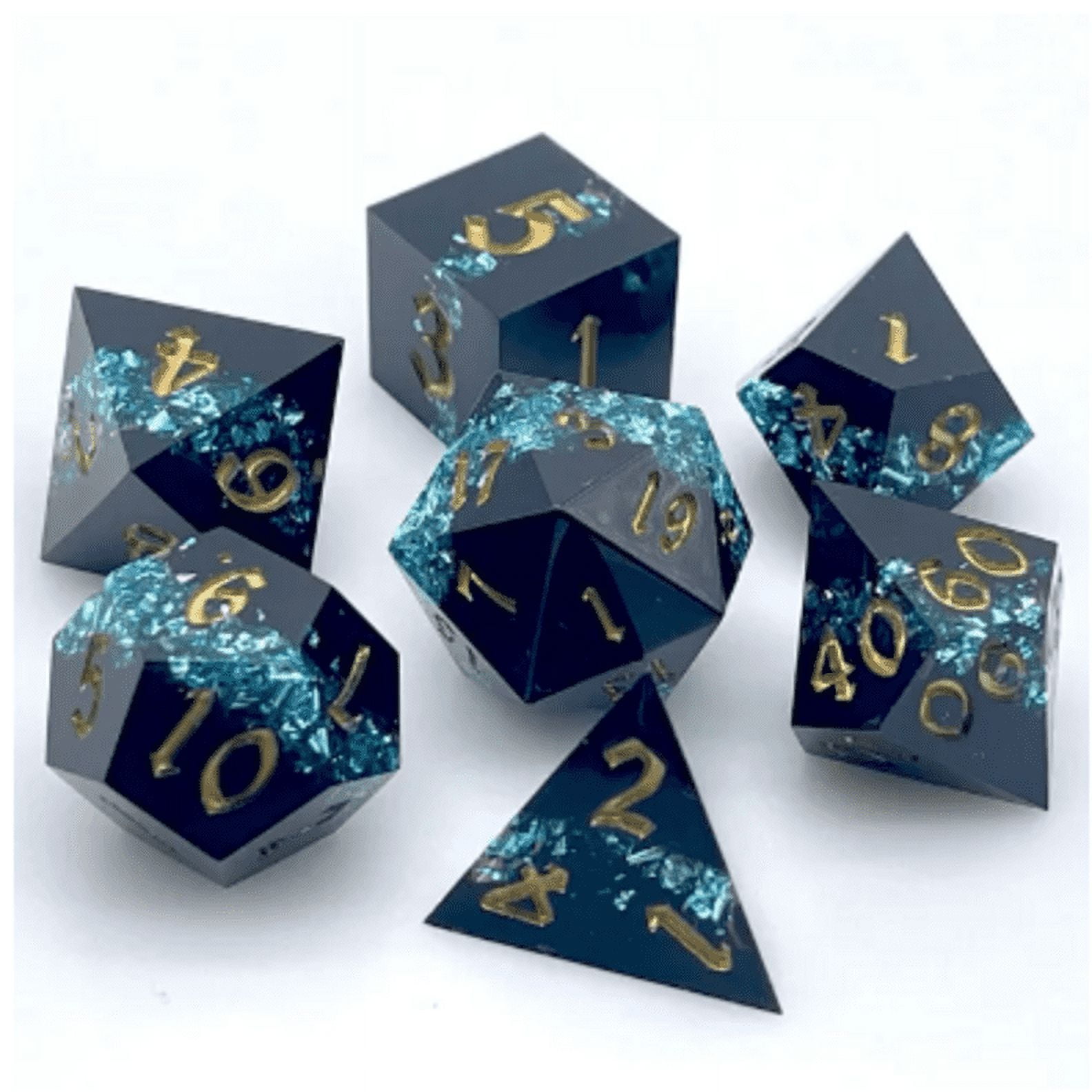 Sapphire Vein Resin DnD Dice Set | Poly RPG DnD Dungeons Dragons AD&D ...