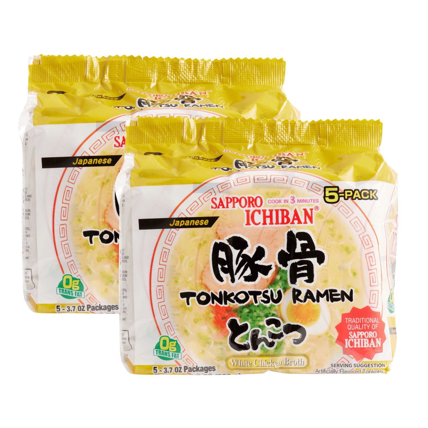 Sapporo Ichiban Tonkotsu Ramen Noodles 5 -3.7 oz Packages NET WT. 18.5 oz (520g) 10 Individually ...