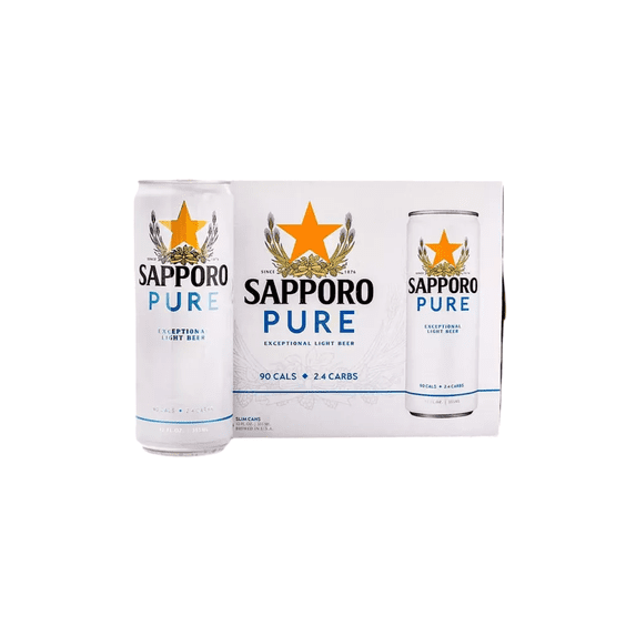 Sapporo Pure Imported Lagers, 12 fl oz 6 Pack Can 5% ABV - Walmart.com
