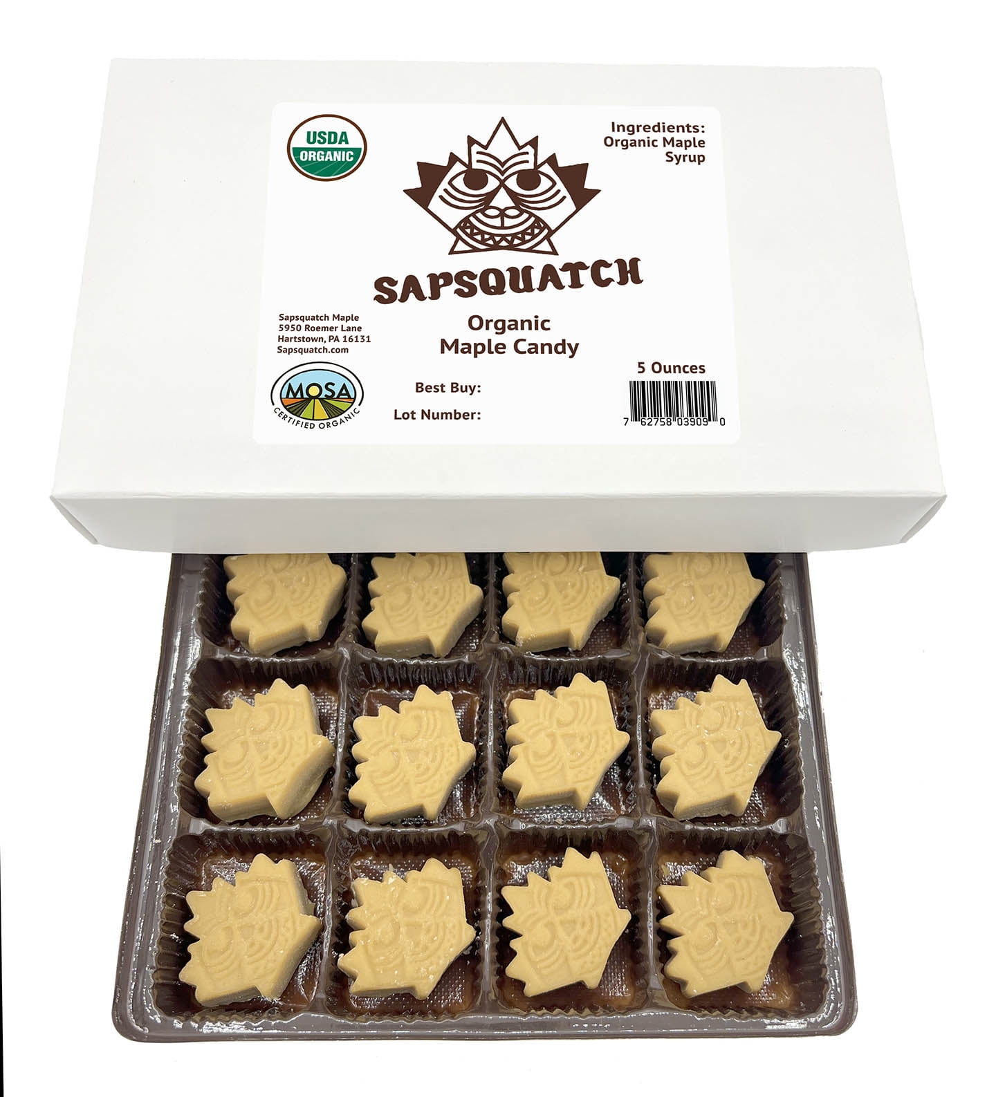 Sapsquatch Organic Maple Candy - Pure Maple Syrup Sugar Leaf Candy ...
