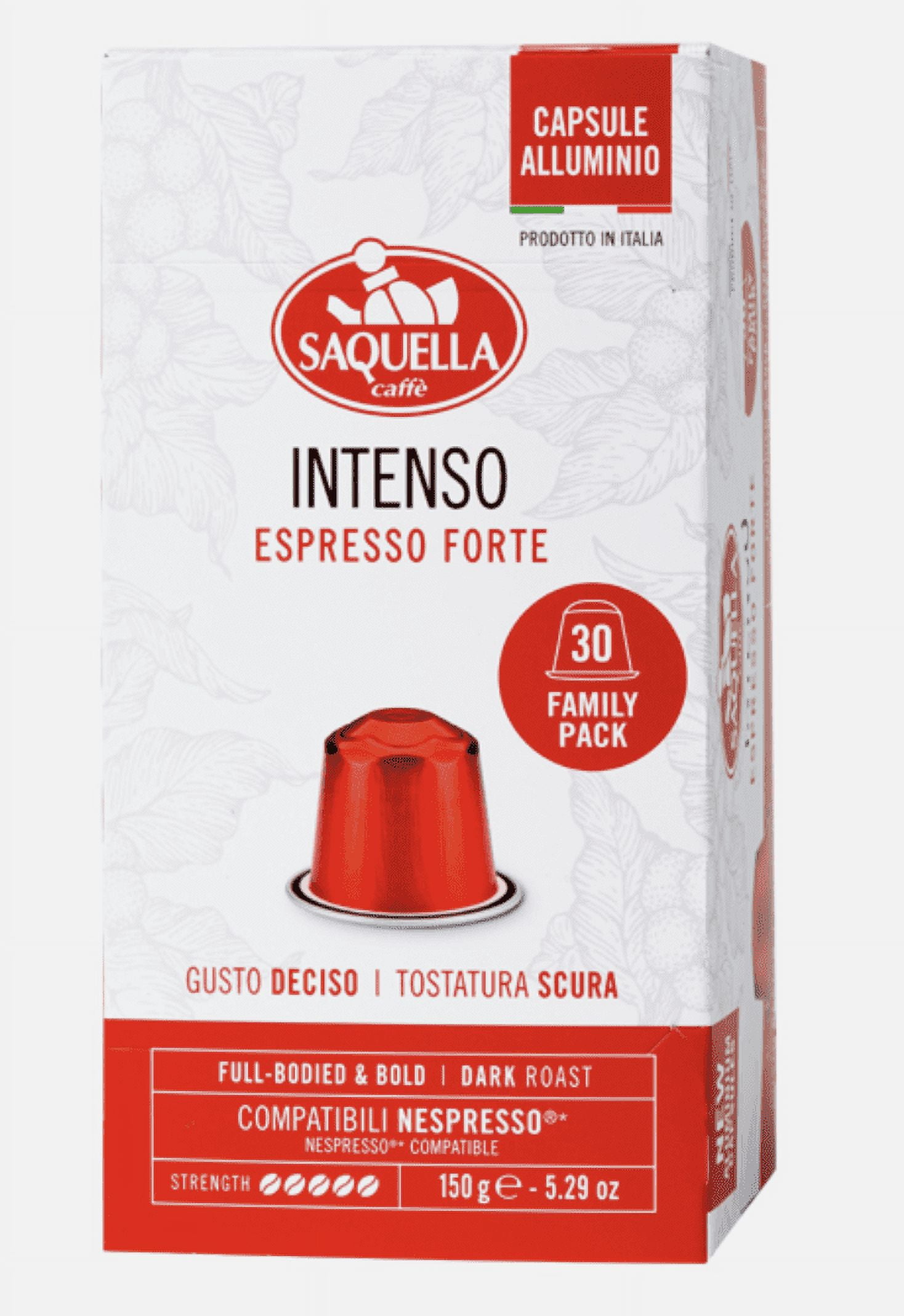 Saquella Caffe Intenso Espresso Forte Coffee Capsules, Naturally ...