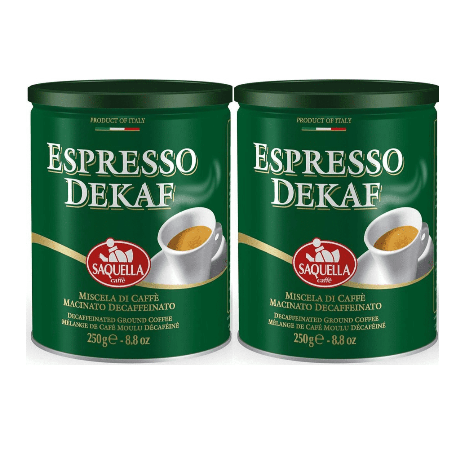 Saquella Espresso Dekaf Decaffeinated Italian Coffee 250g Tin - Pack of ...