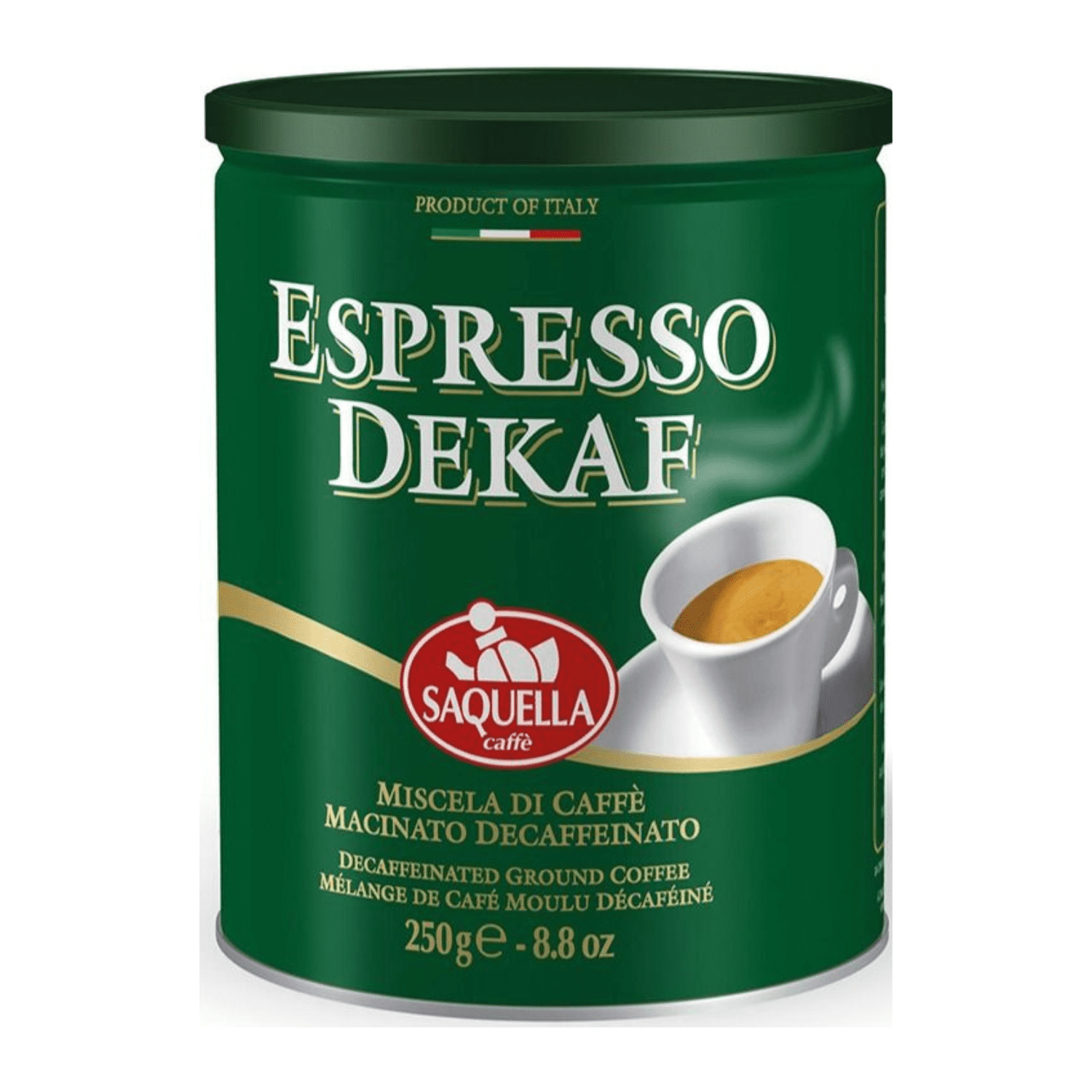 Saquella Espresso Dekaf Decaffeinated Italian Coffee 250g Tin - Walmart.com