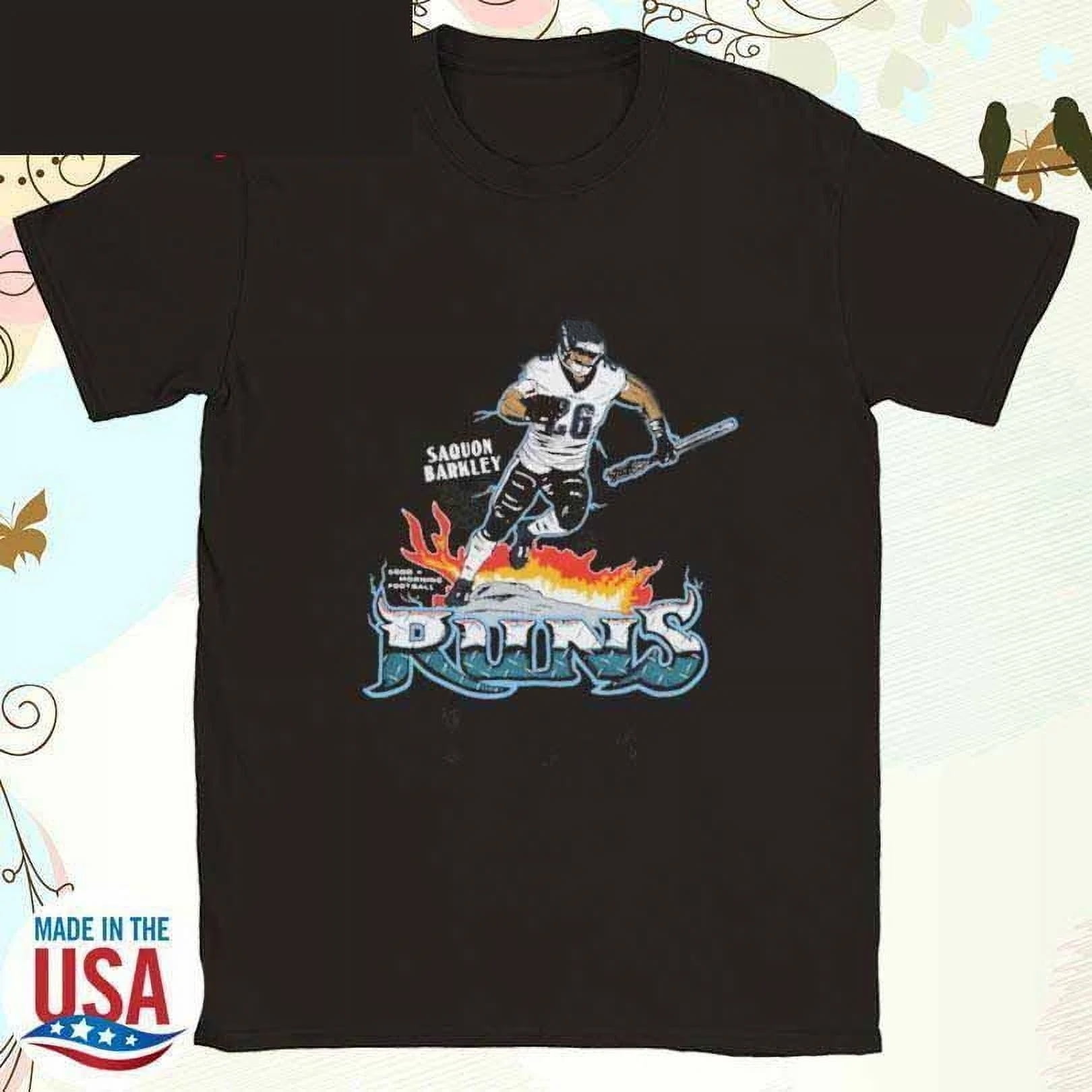 Saquon Barkley Team Logo Homage Angry Runs Player Tri Blend T Shirt ...