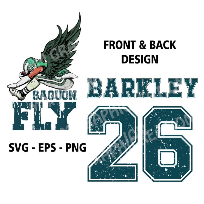 Saquon Fly SVG EPS PNG, Barkley 26 Front and Back Bundle , Fly Saquon ...