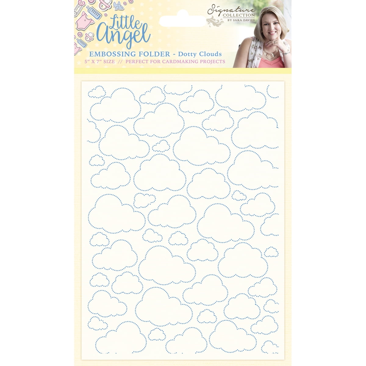 Sara Davies Signature Little Angel Embossing Folder 5"X7"-Dotty Clouds ...