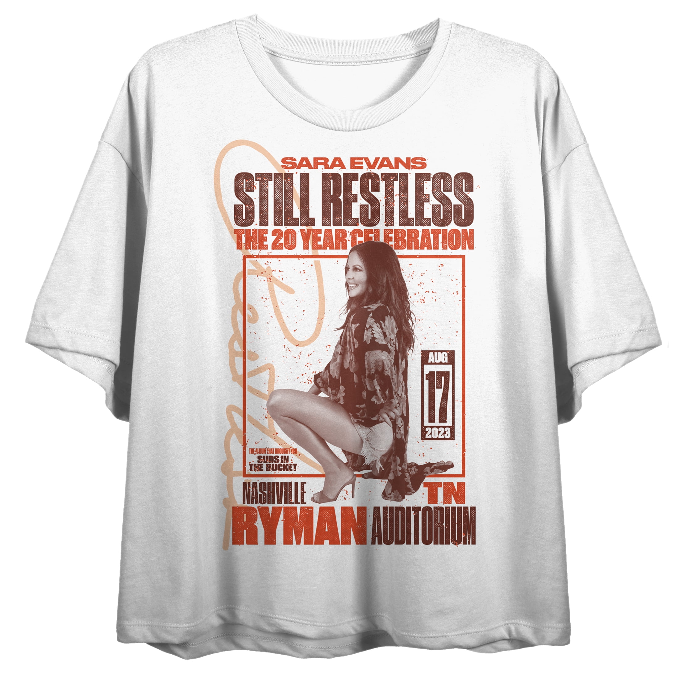 Sara Evans Still Restless Poster Women's White Crew Neck Short Sleeve ...
