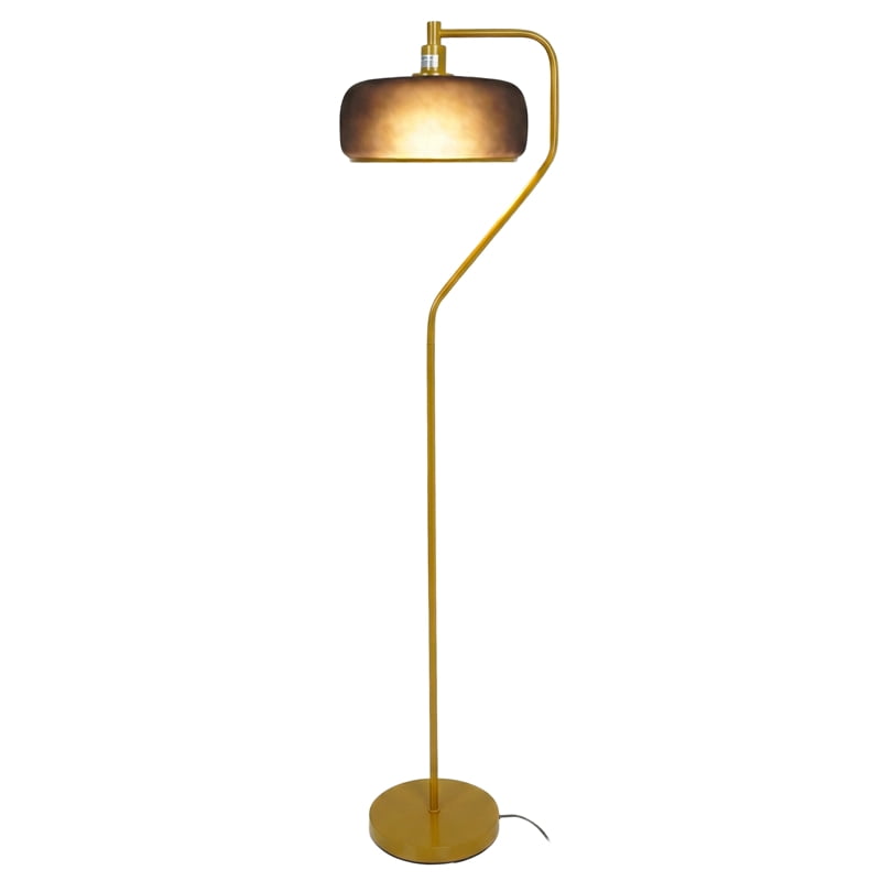 Sara Gold Metal Arc Floor Lamp with Black Drum Shade - Walmart.com