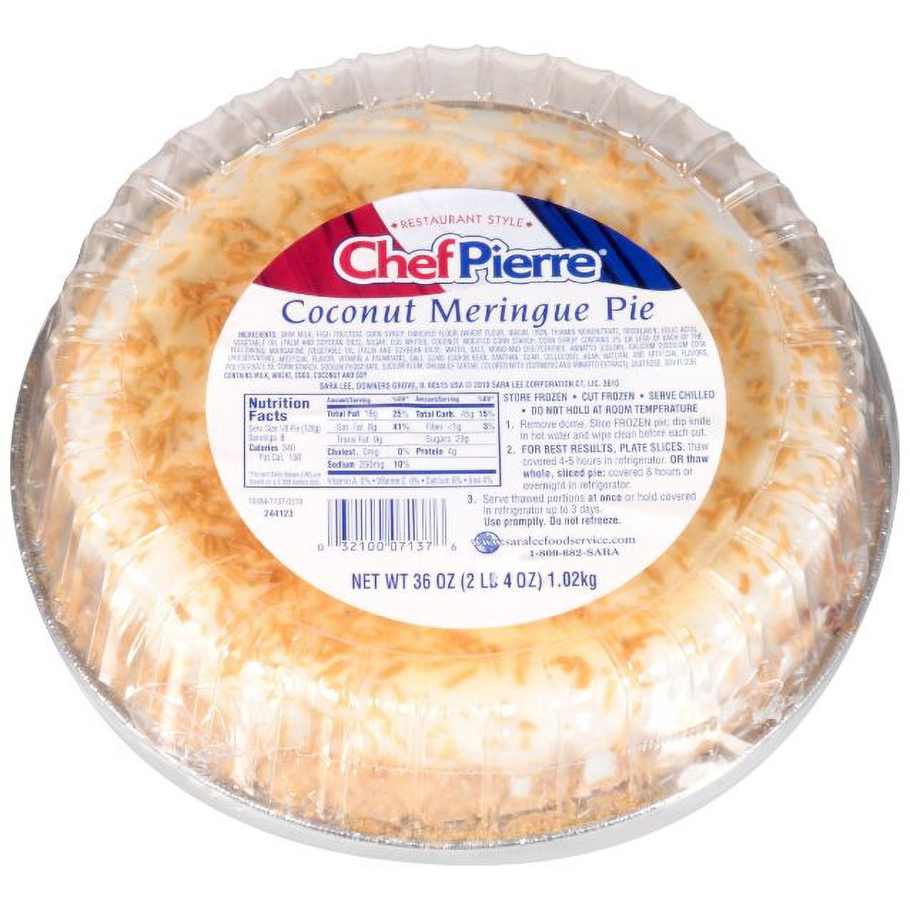 Sara Lee Chef Pierre Coconut Traditional Meringue Pie, 10 inch 36oz ...