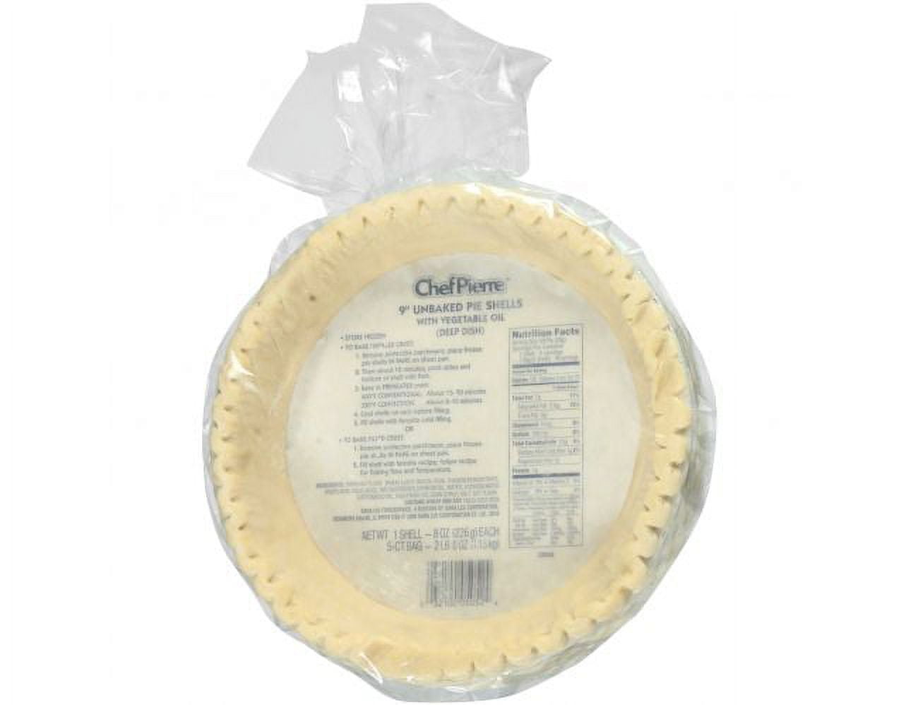 Sara Lee Chef Pierre Unbaked Vegetable Shortening Pie Shell, 9 inch ...