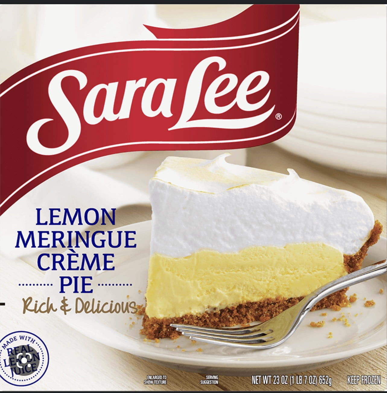 Sara Lee Lemon Meringue Creme Pie, 23 oz, Frozen - Walmart.com
