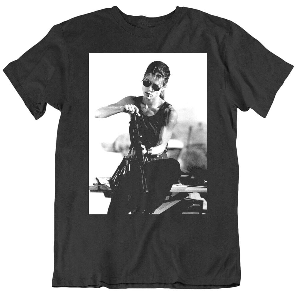 Sarah Connor Terminator 2 T2 Movie Fan V2 Black T Shirt - Walmart.com