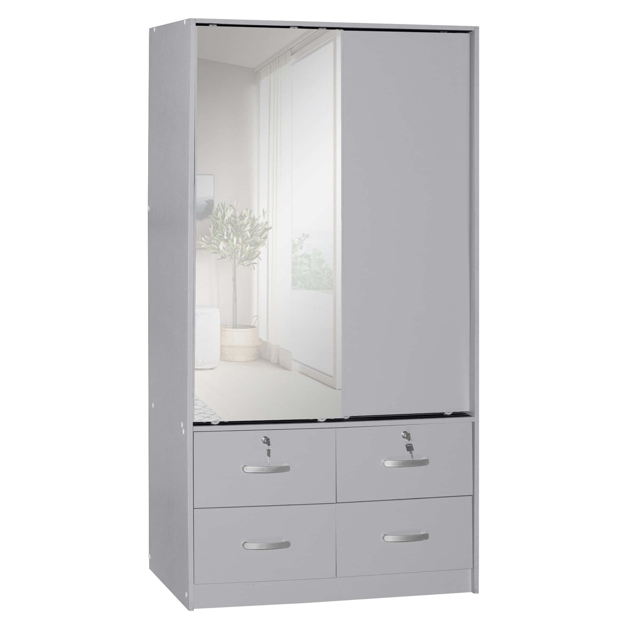 Sarah Double Sliding Door Wardrobe with Mirror - Walmart.com