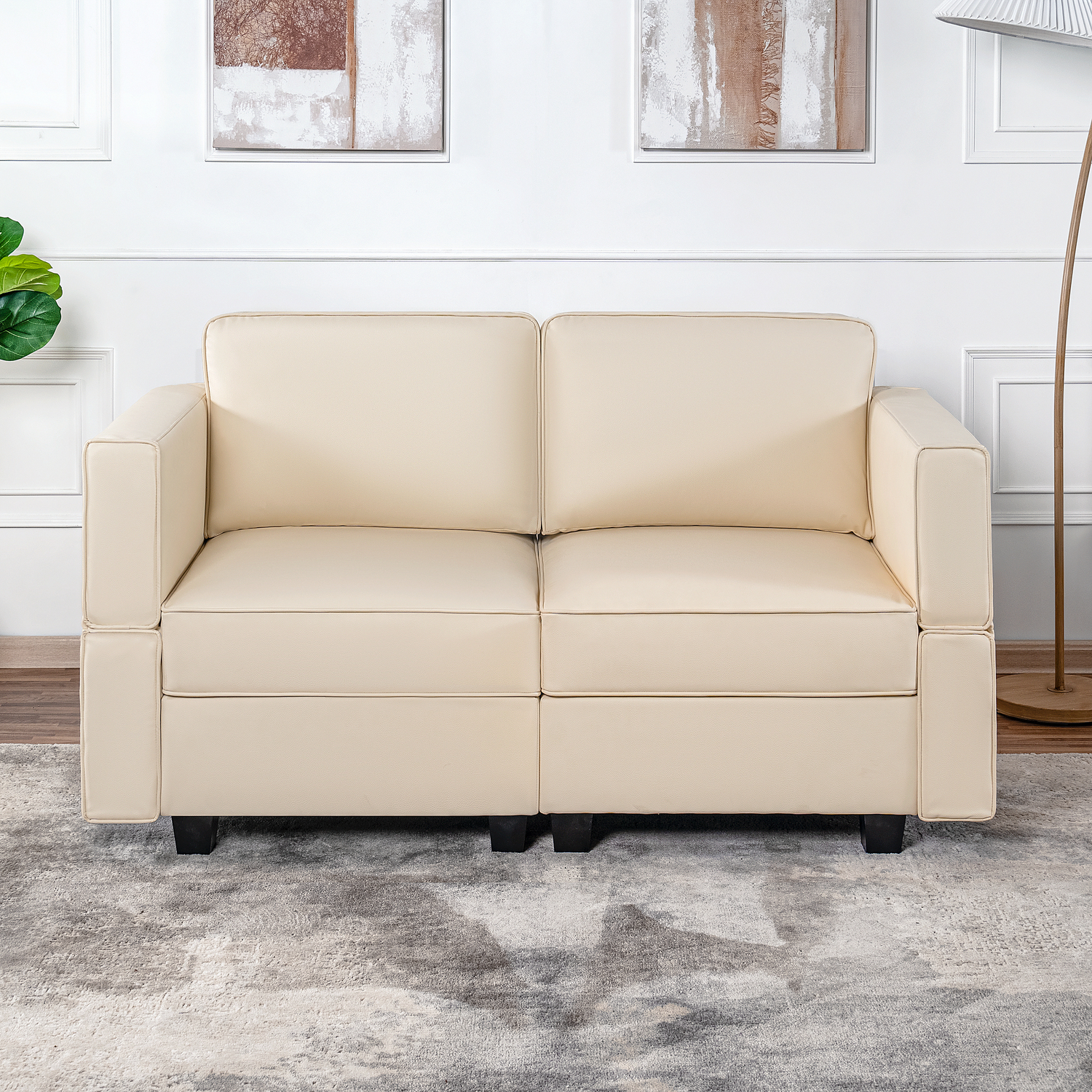 Sarah Modular Loveseat Sofa Couch with Storage Seats Air leather 2 ...