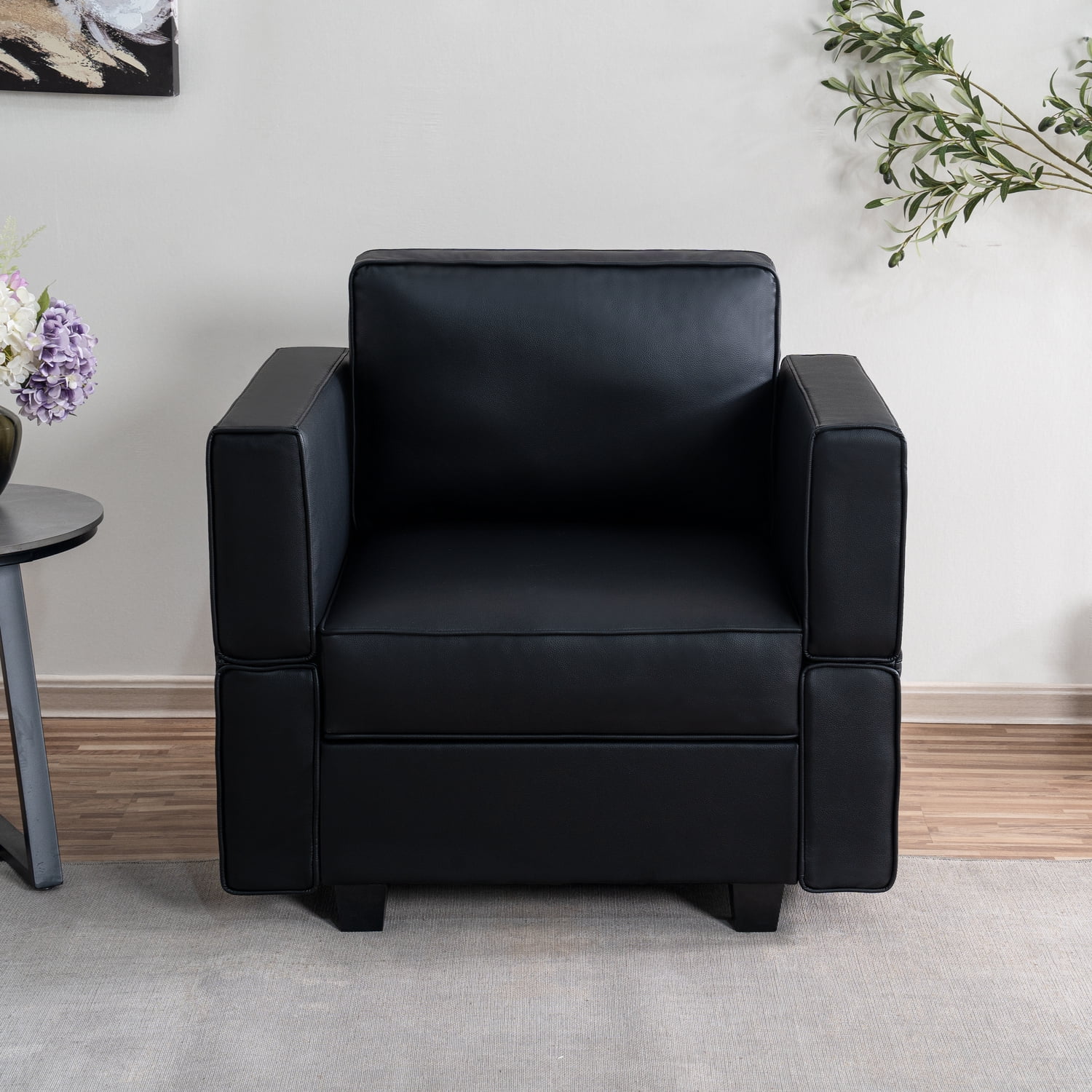 Sarah Modular Sectional Arm Accent Chair with Storage Seat Air Leather ...