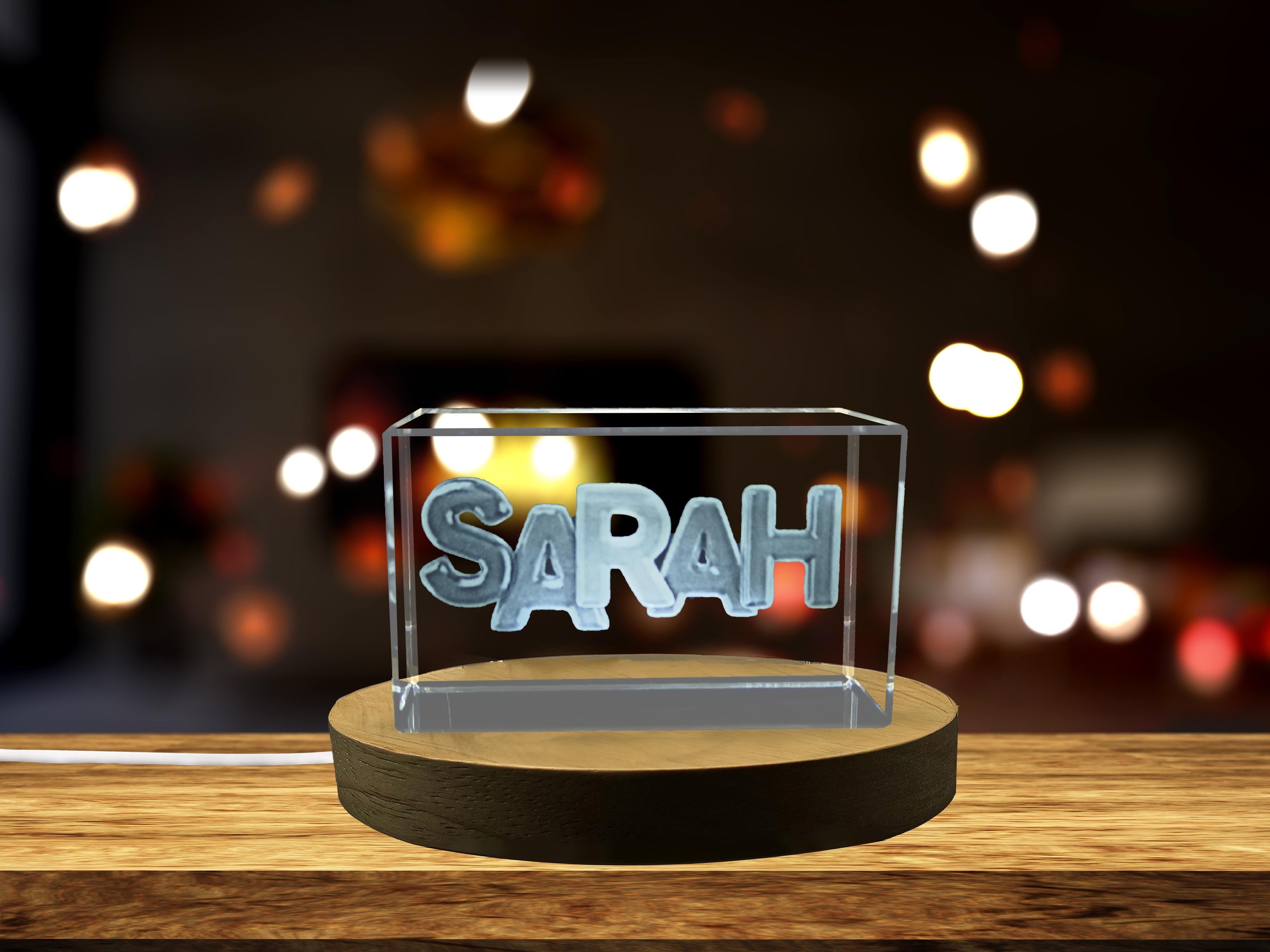 Sarah | Names Art 3D Engraved Crystal - Walmart.com