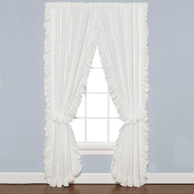 Sarah ruffled white priscilla curtain pair 250x63 - Walmart.com