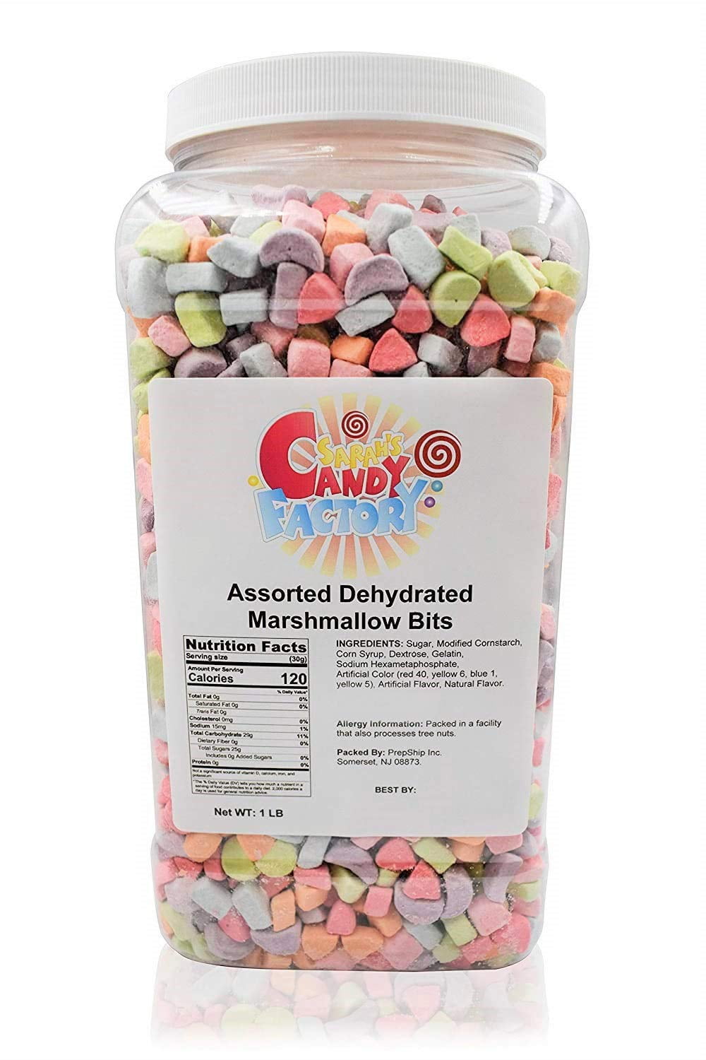 Sarah's Candy Factory Assorted Dehydrated Marshmallow Bits in Jar, 1lb ...