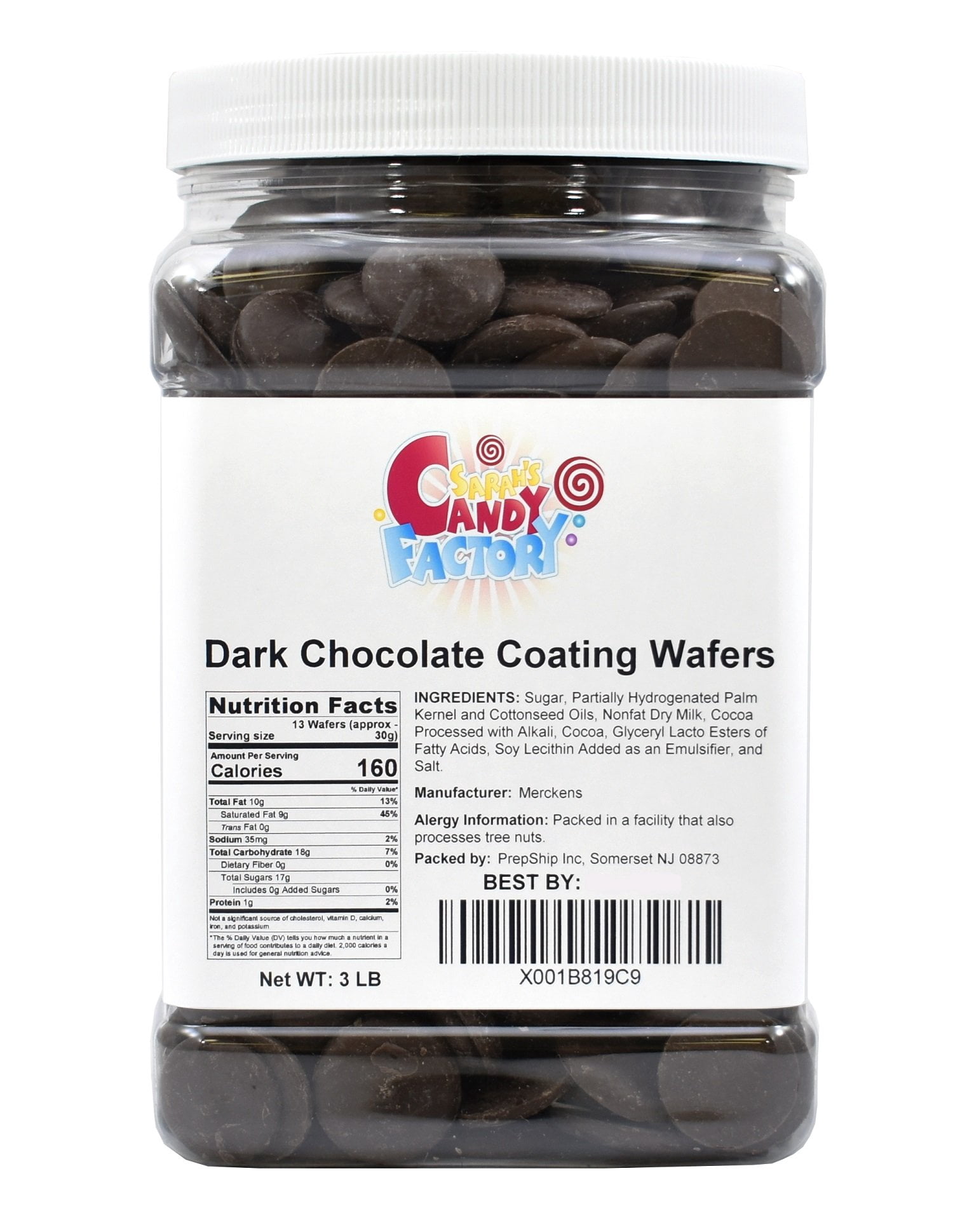 Sarah's Candy Factory Coating GGA1 Melting Wafers Dark Chocolate in Jar ...