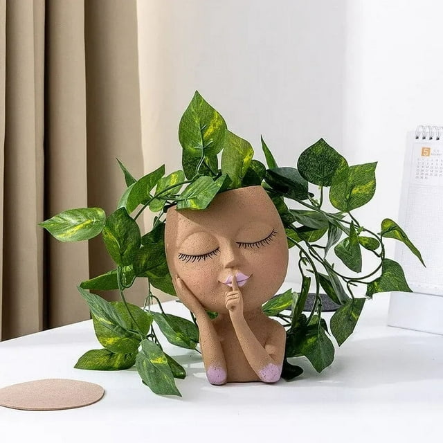 Saraliny7 Face Flower Pot Head Planter Pot, Succulent Planter Cute ...