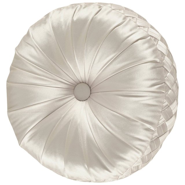 Saranda Satin Quilted Tufted Round Throw Pillow by Five Queens Court ...