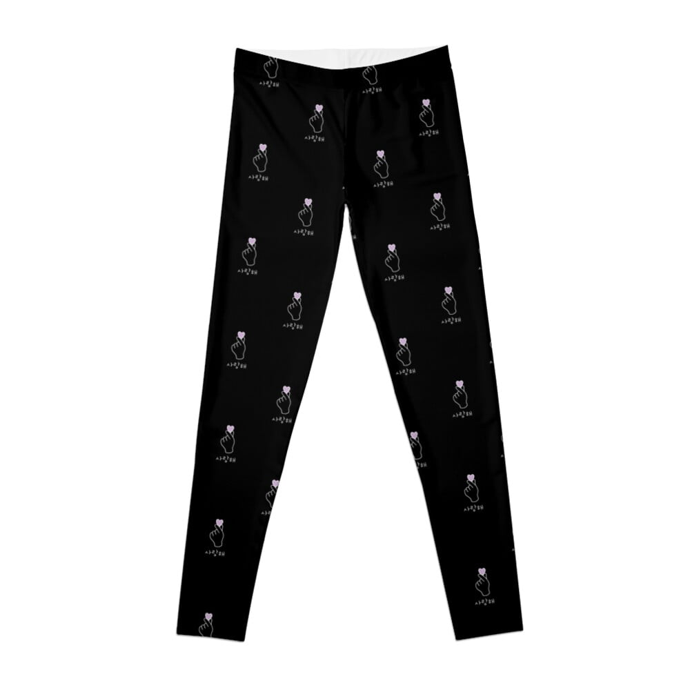 Saranghae Kdrama - Korean Heart finger - I purple you Leggings sporty ...
