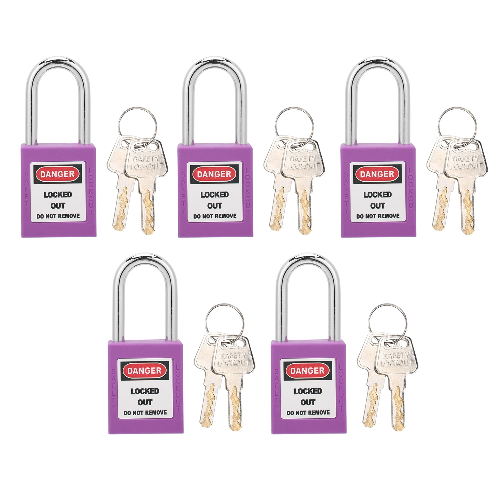 Sarapandan 38mm 5-Pack Padlocks with Lockout Tagout, Durable Purple Set for Machine Safety ...