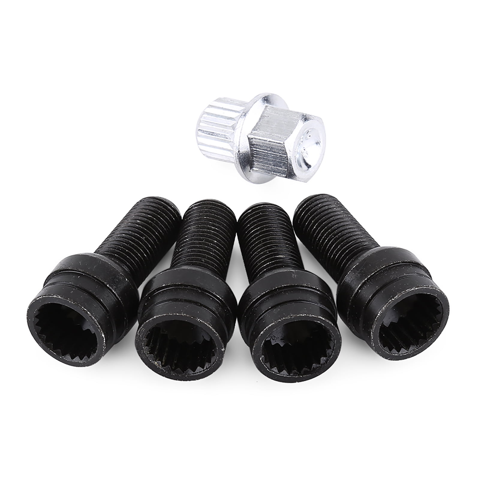 Sarapandan Black Steel M14*1.5mm Wheel Bolt & Lock Nut Set, 4+1 Pieces ...