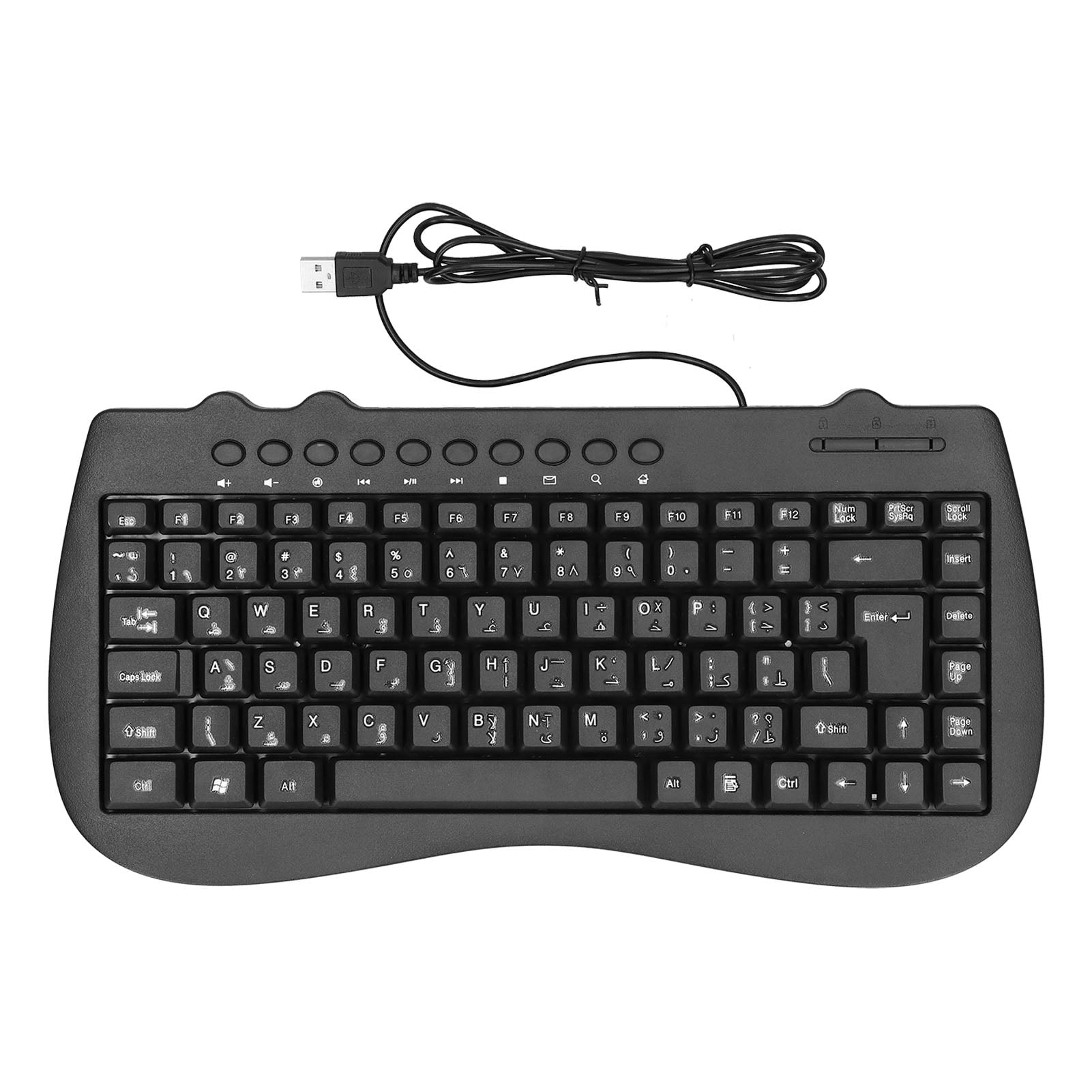 Ergonomic Arabic USB Keyboard, 87 Keys KB-301B, Durable Plastic Design ...