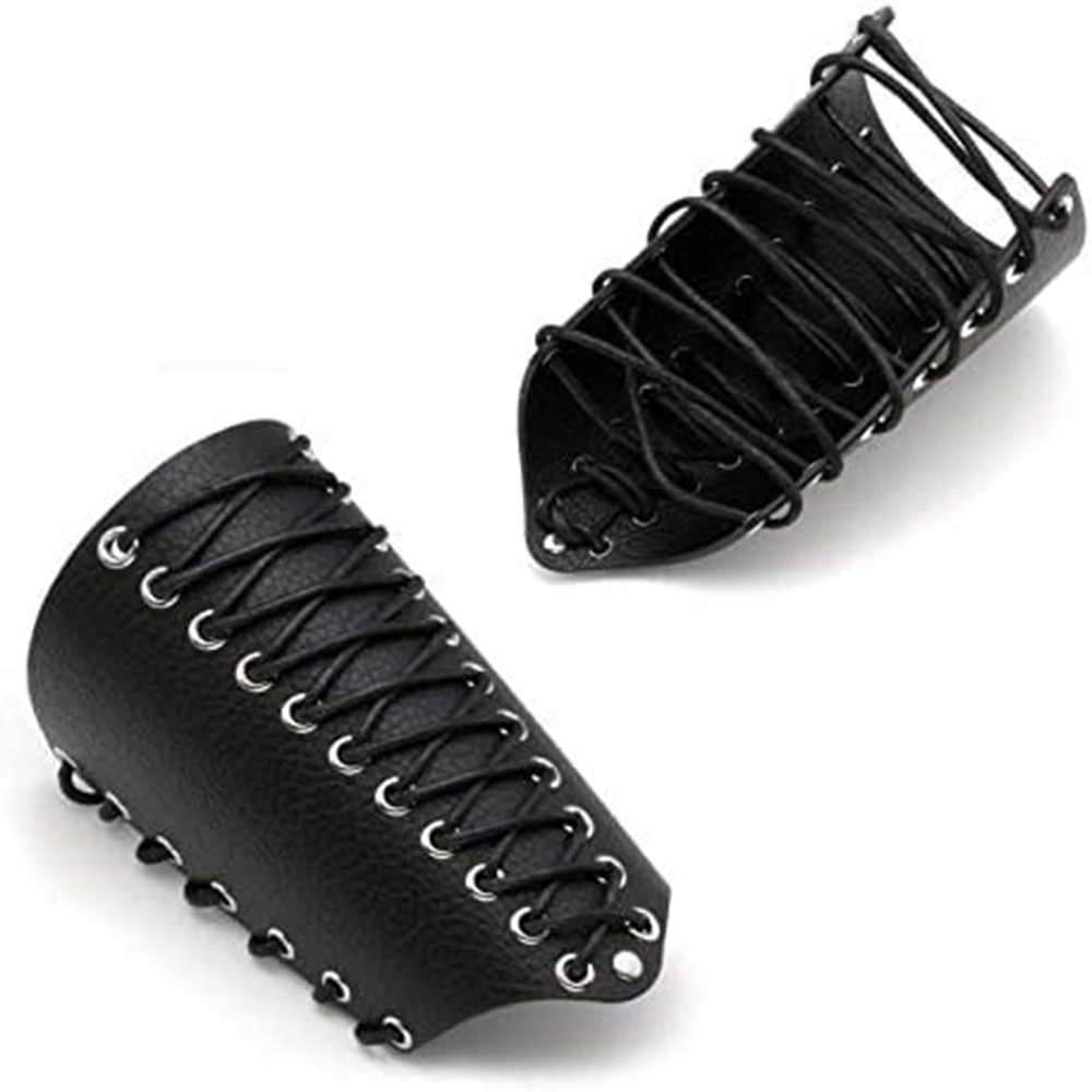 Sarapandan Gothic Bracer Wide Cuff Punk Wristband Black Armguard--2Pcs ...