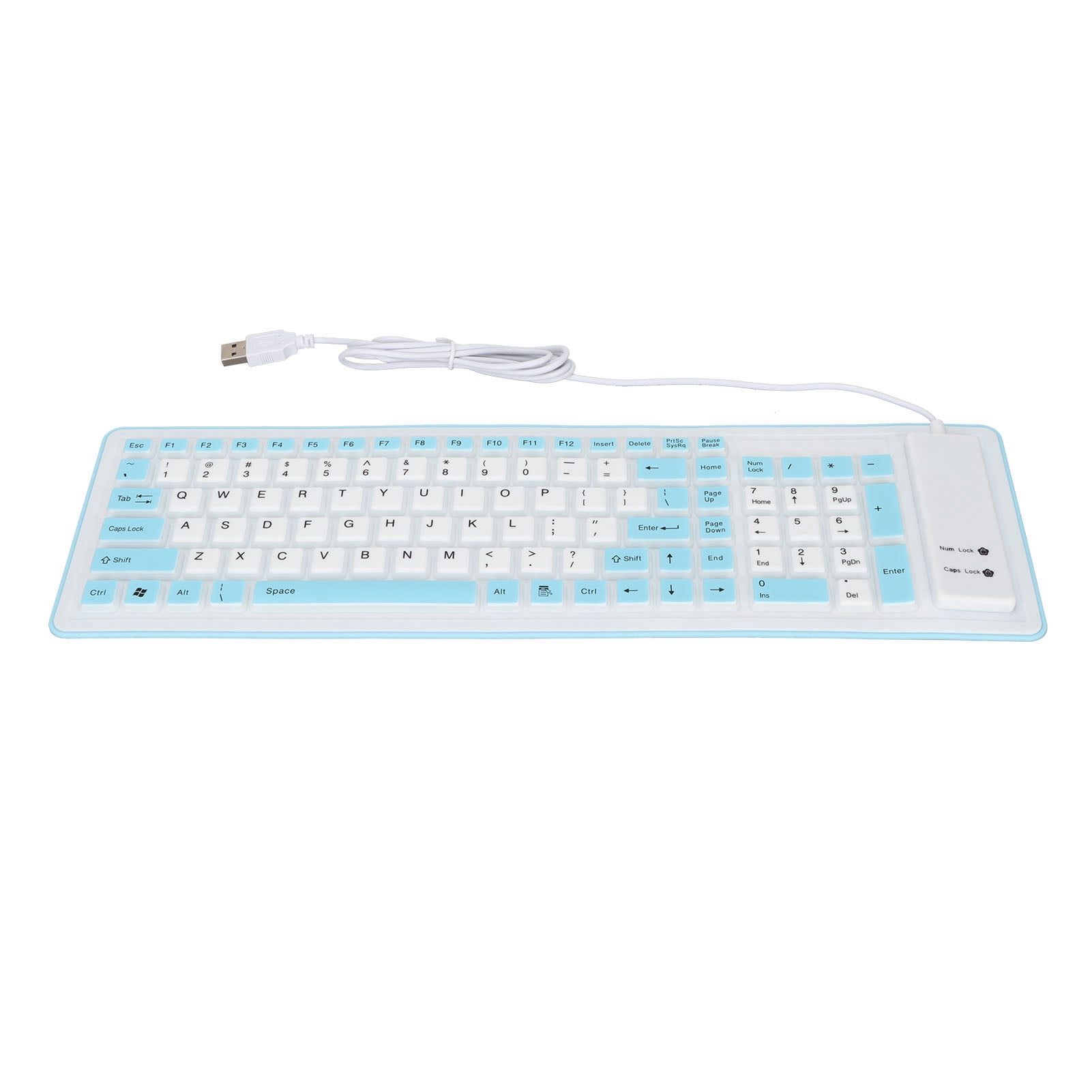 Sarapandan Usb Wired Foldable Silicone Keyboard 103 Keys Mute Design For Pc Laptop Blue