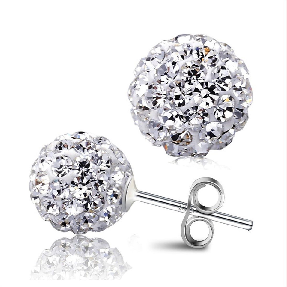 Sarapandan Woman Earrings with Box Disco Ball White Crystals Dangle Hook Stud Earrings for Women ...