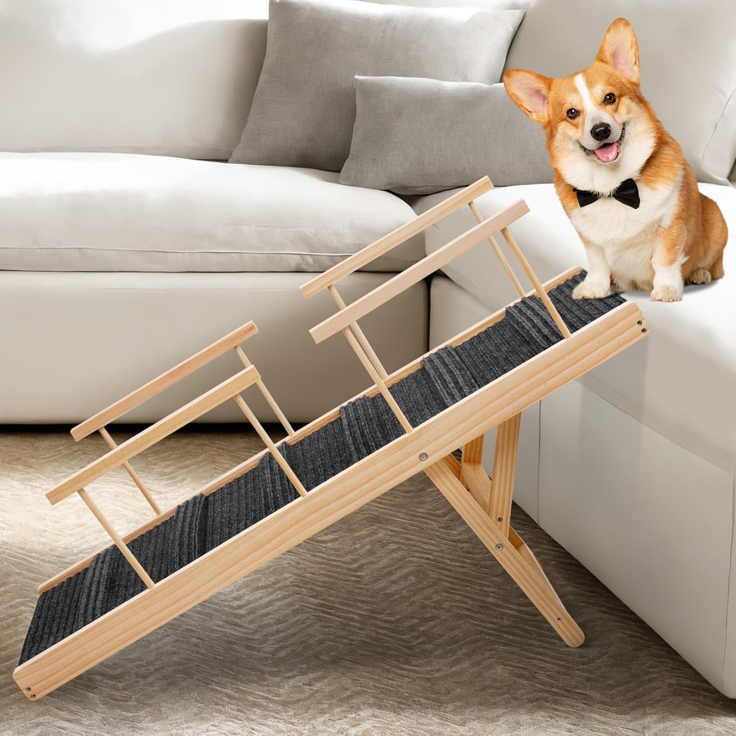 Sararoom Dog Ramp for Bed, Sofa or Cars Wooden 40.6" Long Pet Stairs ...