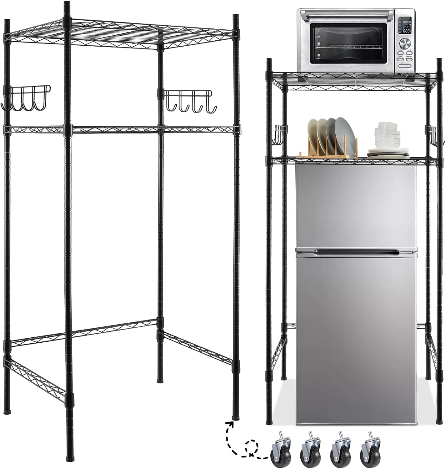 Sararoom Mini Fridge Shelf with Storage, 2-Tier Height Adjustable Mini ...