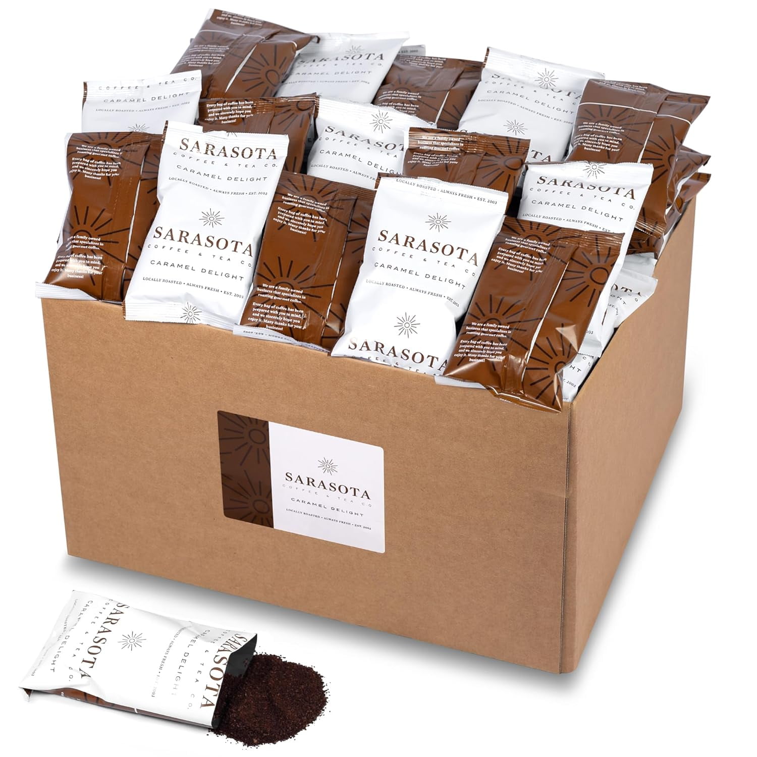 Sarasota Coffee Flavored Ground Packets, Salted Caramel, Medium Roast ...