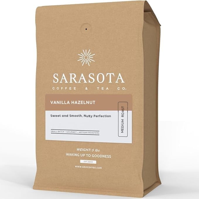 Sarasota Coffee Ground Vanilla Hazelnut | Medium Roast Gourmet Flavored Coffee Grounds | Low ...