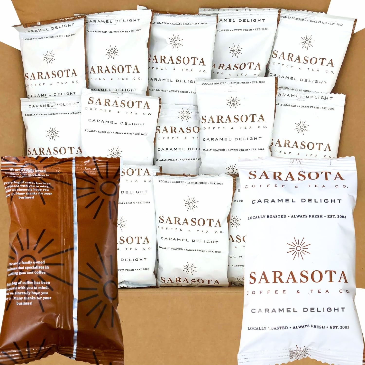 Sarasota Coffee Packets, Caramel Delight Medium Roast, Pre Ground 2.5 ...