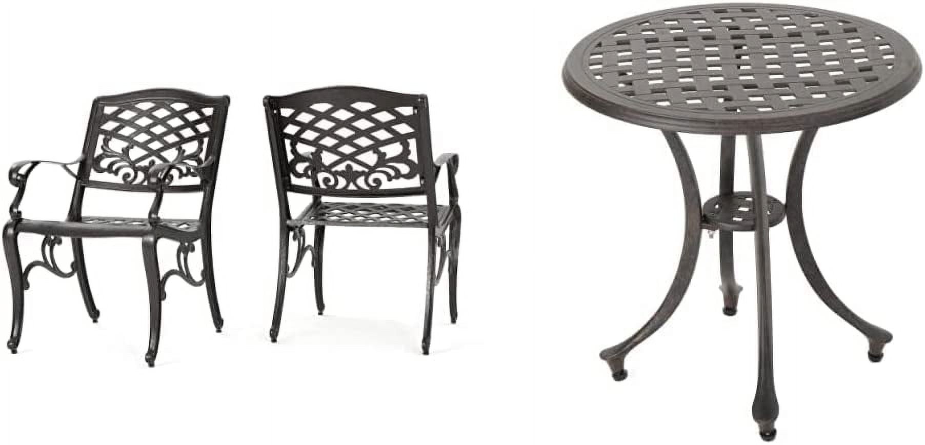 Sarasota Outdoor Cast Aluminum Outdoor Chairs, 2-Pcs Set, Hammered ...