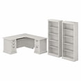 Saratoga L Shaped Computer Desk with Bookcases in Linen White ...