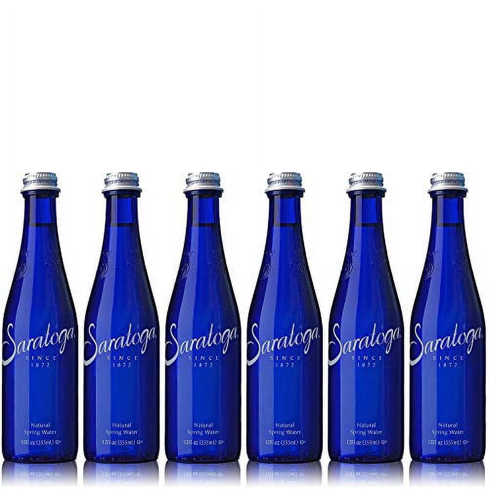 Saratoga Natural Spring Water, 12oz Cobalt Blue Glass Bottle (Pack of 6 ...