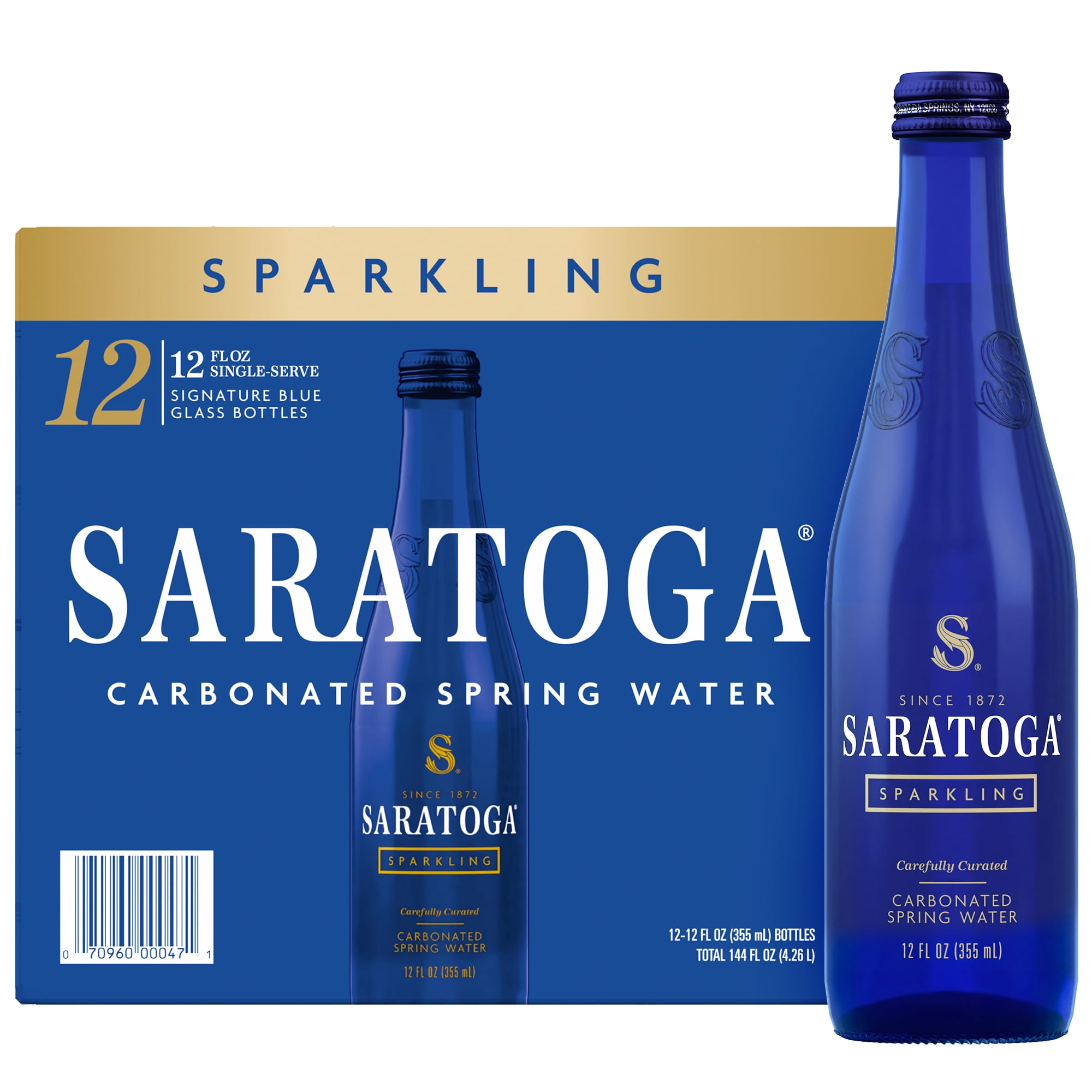 Saratoga Sparkling Spring Water, 12 fl oz, 12 Pack Glass Bottles ...