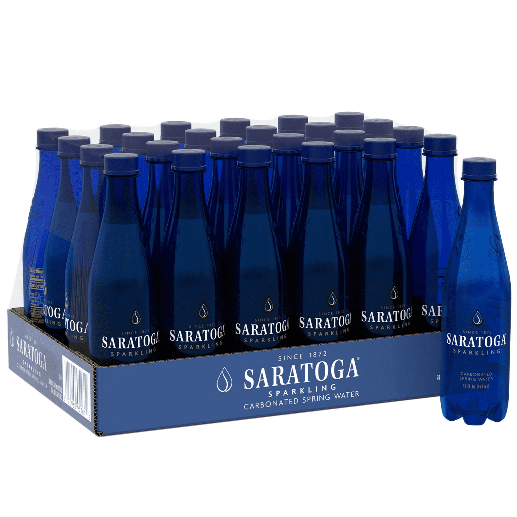 Saratoga Premium Sparkling Spring Water, 16 oz Blue PET Bottles, No Added Sodium, 24-Pack ...